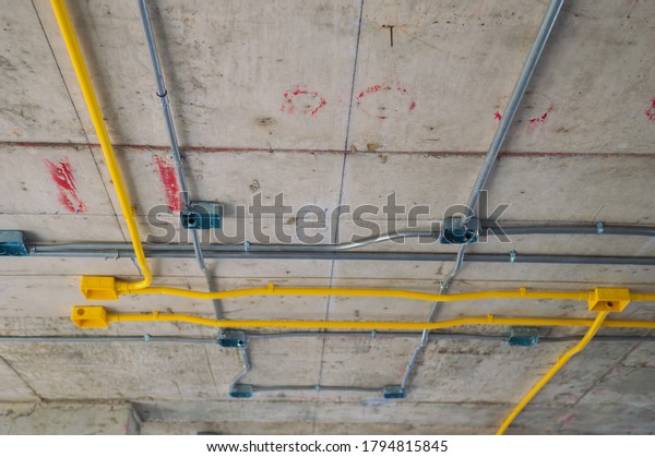 Electrical Conduit Cable Routing Between Electrical Stock Photo ...