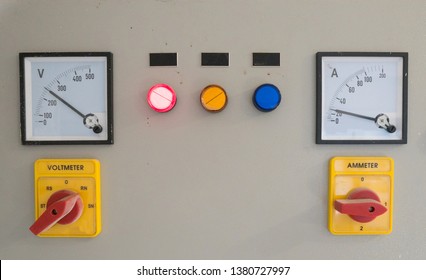 Electrical Control Panel Voltageampare Meter Selector Stock Photo ...