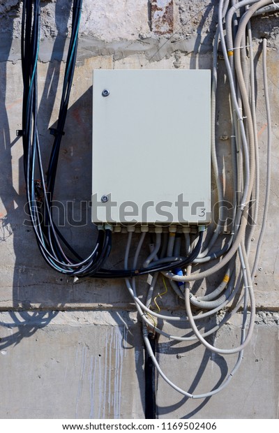 Electrical Distribution Board Cable Outlets Corrugated Stock Photo ...