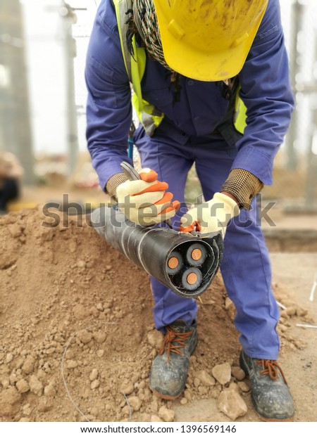 Electrical Engineer Contractor Technician Fixing High Stock Photo (Edit ...