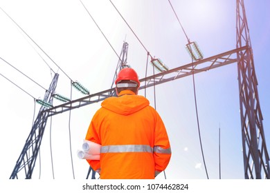 Electrical Engineer Looking Substation Back View Stock Photo 1074462875 ...