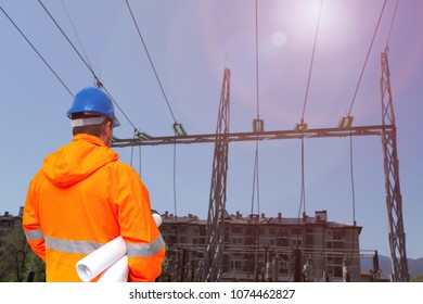 Electrical Engineer Looking Substation Back View Stock Photo 1074462827 ...