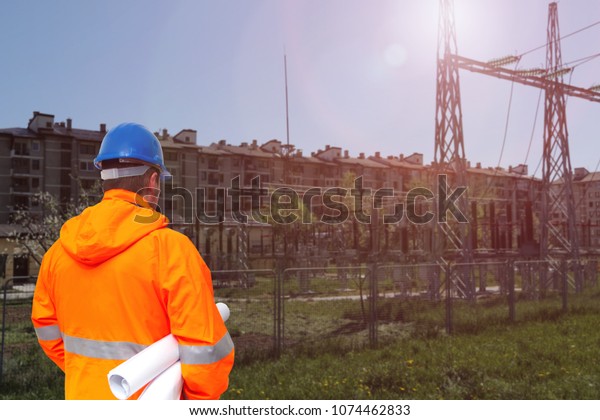 Electrical Engineer Looking Substation Back View Stock Photo 1074462833 ...