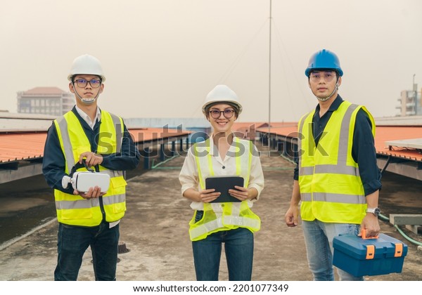 Electrical Engineer Technician Team Working Augmented Stock Photo ...