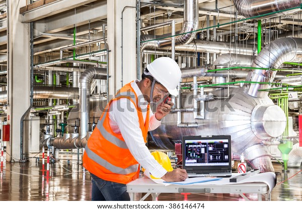 Electrical Engineer Working Control Room Modern Stock Photo (Edit Now ...