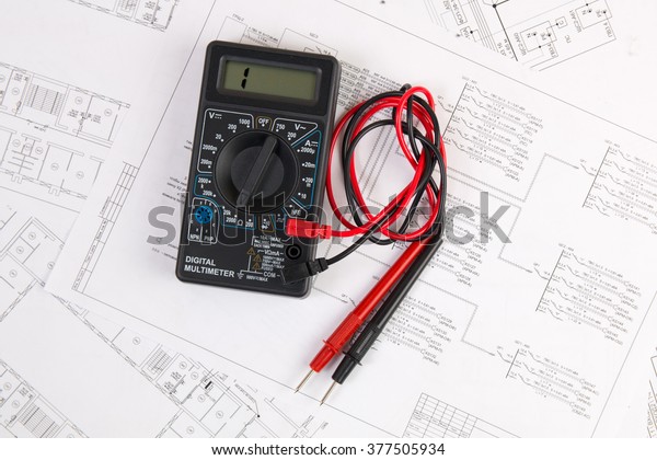 Electrical Engineering Drawings Digital Multimeter Stock Photo ...