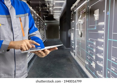 Electrical Engineering Inspect Electrical Control Room Stock Photo ...