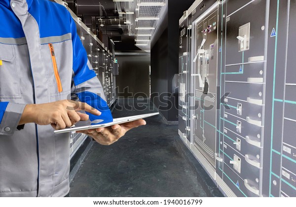 Electrical Engineering Inspect Electrical Control Room Stock Photo ...