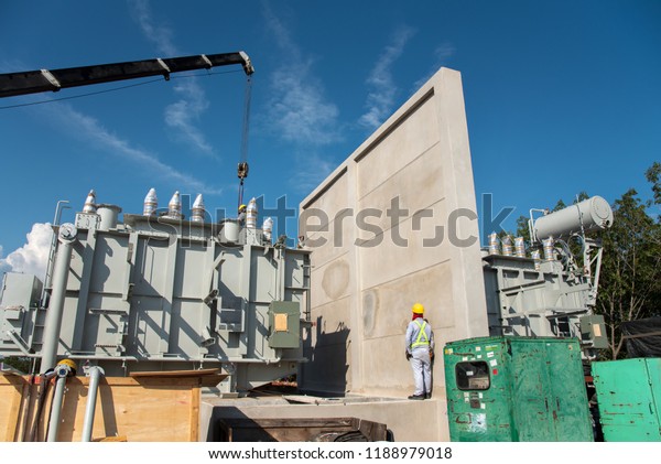 Electrical Engineering Teamwork Installation Transformer Power Stock ...
