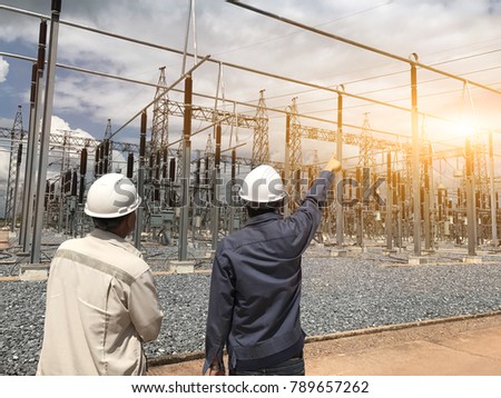 Electrical Engineers Teaching Technicians About High Stock Photo (Edit ...