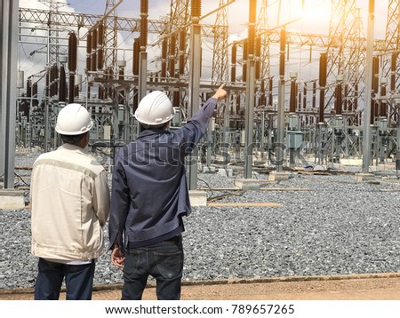 Electrical Engineers Teaching Technicians About High Stock Photo (Edit ...