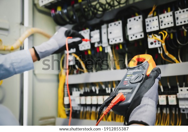 Electrical Engineers Test Electrical Installations Wiring Stock Photo ...