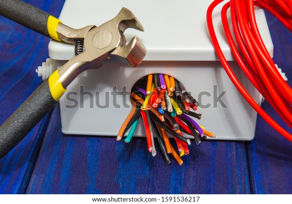 Electrical Junction Boxes Cable Wires Tool Stock Photo 1591536217 ...