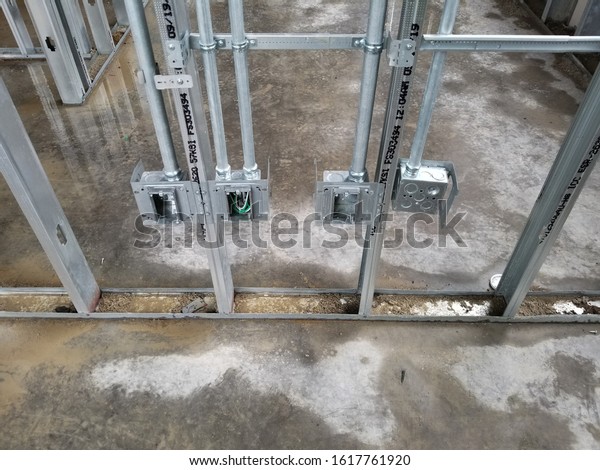 Electrical Junction Boxes Mounted On Wall Stock Photo (Edit Now) 1617761920