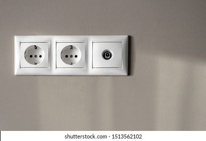 Electrical Outlets Set Three White Empty Stock Photo (Edit Now) 1618737628