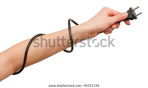 Electrical Plug Hand Isolated On White Stock Photo (Edit Now) 44321536