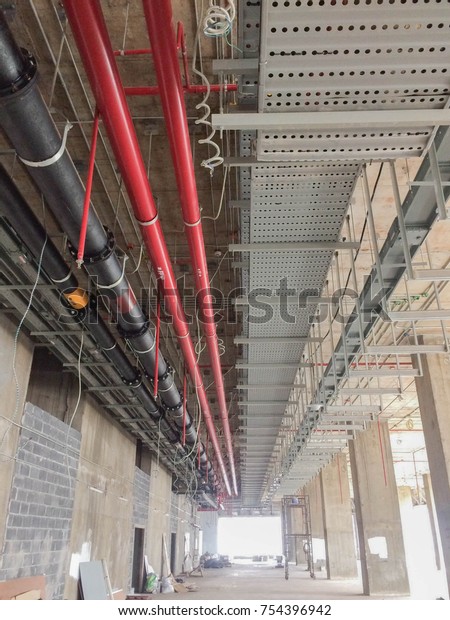 Electrical Sanitary Riser System On Ceiling Stock Photo (Edit Now ...