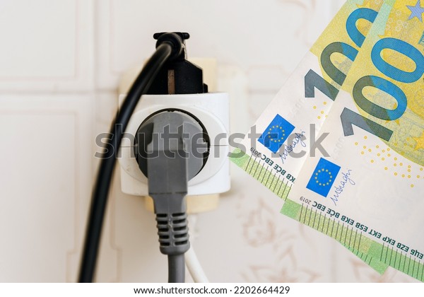 Electrical Socketconnected Plug Euro Banknotes Nearelectricity Stock ...