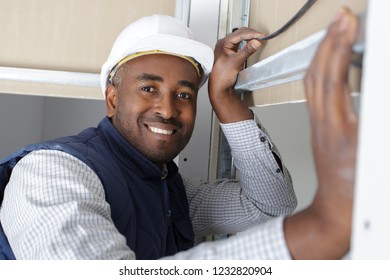 Electrical Technician Checking Electrical Panel Board Stock Photo ...