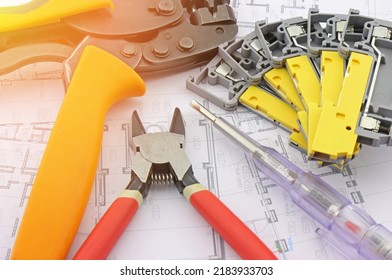 Electrical Tools Materials Installation Electrical Panel Stock Photo ...