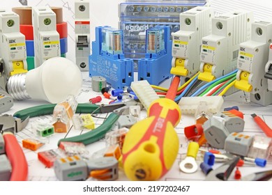 Electrical Tools Materials Installation Electrical Panel Stock Photo ...