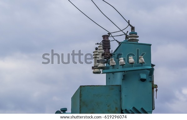 Electrical Transformer Ceramic Insulators Stock Photo 619296074 ...