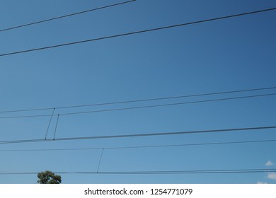 Electrical Wires Parallel Train Cables Overhead Stock Photo 1254771079 ...