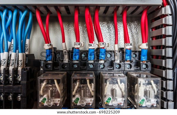 Electrical Wiring Control Panel On Terminal Foto de stock 698225209 ...