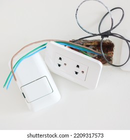 Electrical Wiring Installation Cables Socket Renovation Stock Photo ...