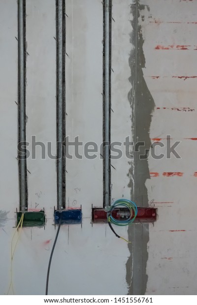 Electrical Work Construction Site Installation Electrical Stock Photo ...