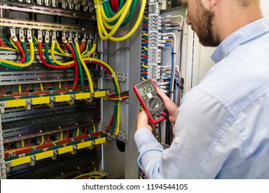 Electrician Engineer Testing Cabling Connection High Stock Photo ...