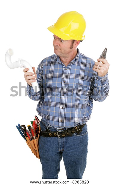 Electrician Trying Use Wrong Tools On Stock Photo (Edit Now) 8985820
