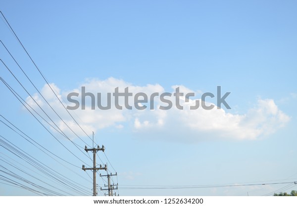 Electricity Cables Installed On Electricity Posts Stock Photo ...