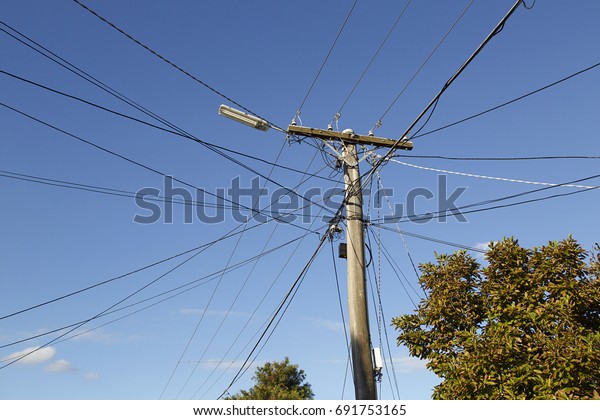 Electricity Post Cable Lines Stock Photo 691753165 | Shutterstock