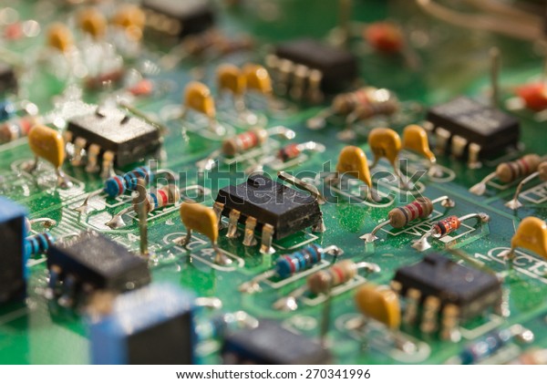 Electronic Closeup Old Computer Microchip Stock Photo 270341996 ...