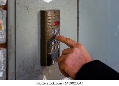 Electronic Intercom Buttons Numbers Hand Presses Stock Photo 1418914289 ...