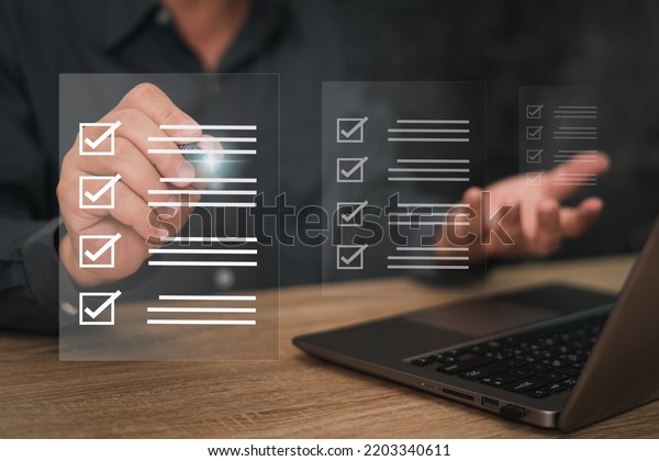 Electronic Smart Checklist Document On Virtual Stock Photo 2203340611 ...