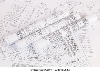Electronics Engineering Printed Drawings Electrical Circuits Stock ...