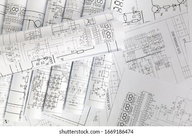 Electronics Engineering Printed Drawings Electrical Circuits Stock ...