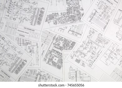 Electronics Engineering Printed Drawings Electrical Circuits Stock ...