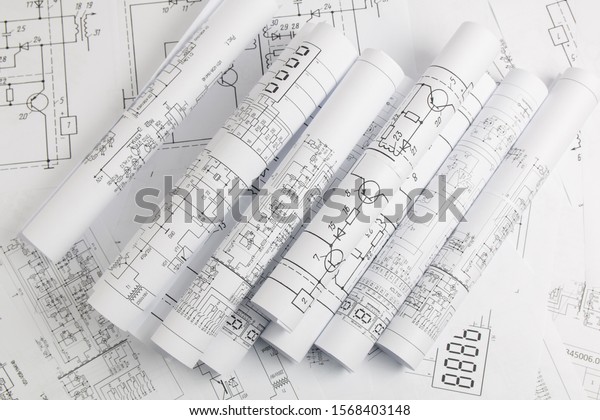 Electronics Engineering Printed Drawings Electrical Circuits Stock ...