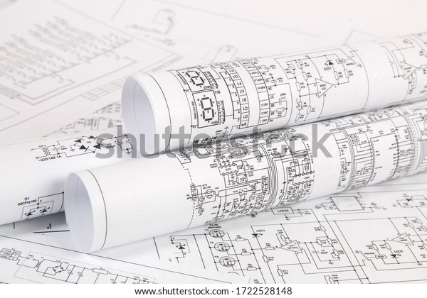 Electronics Engineering Printed Drawings Electrical Circuits Stock ...