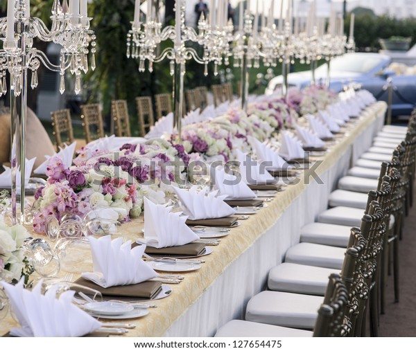 Elegant Dinner Table Stock Photo (Edit Now) 127654475