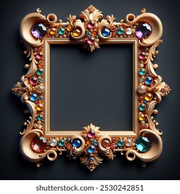 Thin Gold Frame Rectangular Decorated Decorative AI-generated image ...