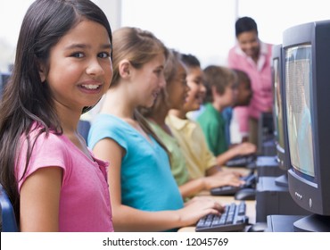 Elementary School Computer Class Teacher Stock Photo 12045775 ...