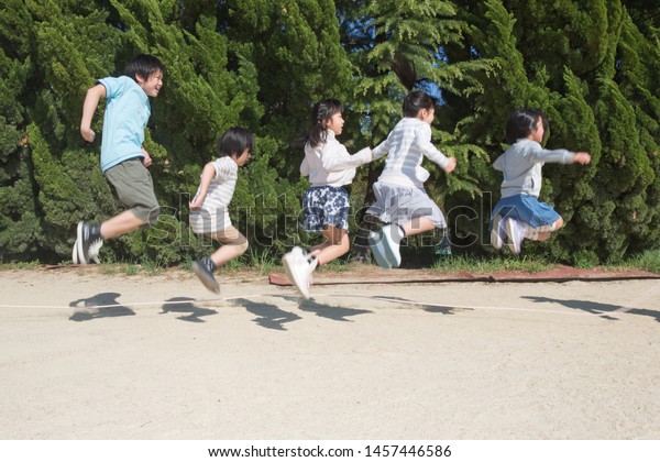 Elementary School Student Doing Skipping Rope 스톡 사진(지금 편집) 1457446586