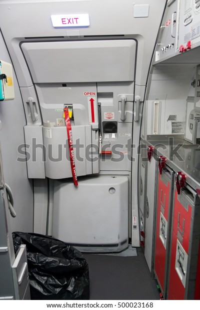 Emergency Exit Door Kitchen Airplane Stock Photo (Edit Now) 500023168 Emergency Exit Door Kitchen Airplane Stock Photo (Edit Now) 500023168