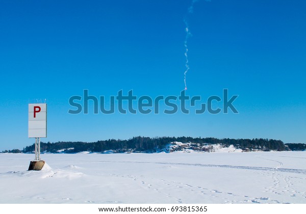 Emergency Red Rocket Falling On Ice Stock Photo 693815365 | Shutterstock