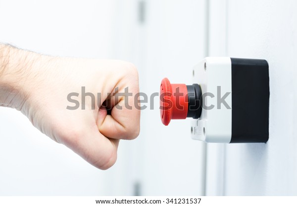 Emergency Red Stop Button Activated By Stock Photo 341231537 | Shutterstock