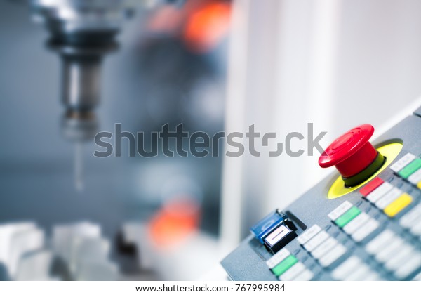 Emergency Stop Button Cnc Machine Control Stock Photo 767995984 ...